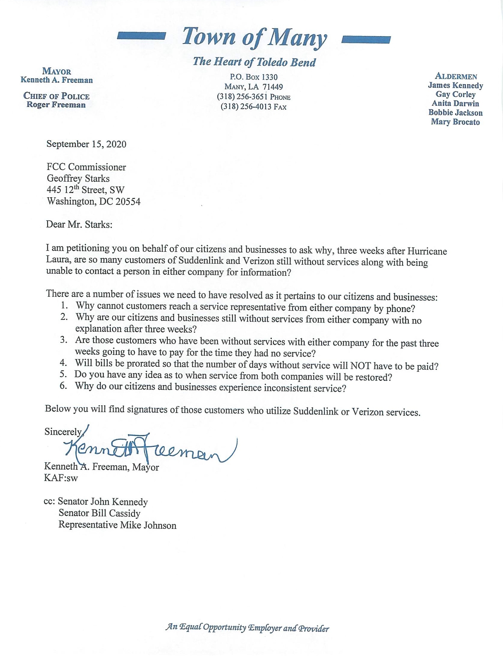 Mayor Writes Letters to Suddenlink Communications, Verizon Wireless and ...